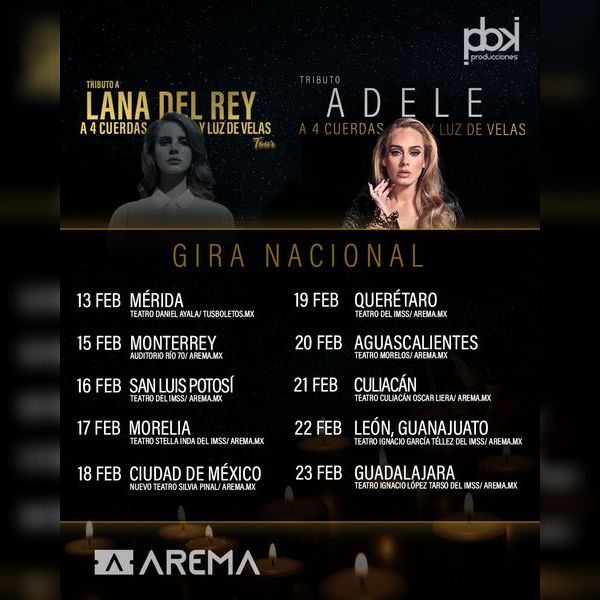 Tributo a Lana del Rey y Adele a 4 Cuerdas y Luz de Velas - AREMA Ticket